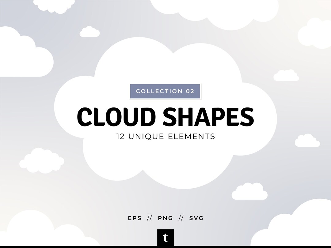 12 Cloud Shapes, Cloud SVG, Cloud Cricut, Cloud Vector, Cloud Clipart ...