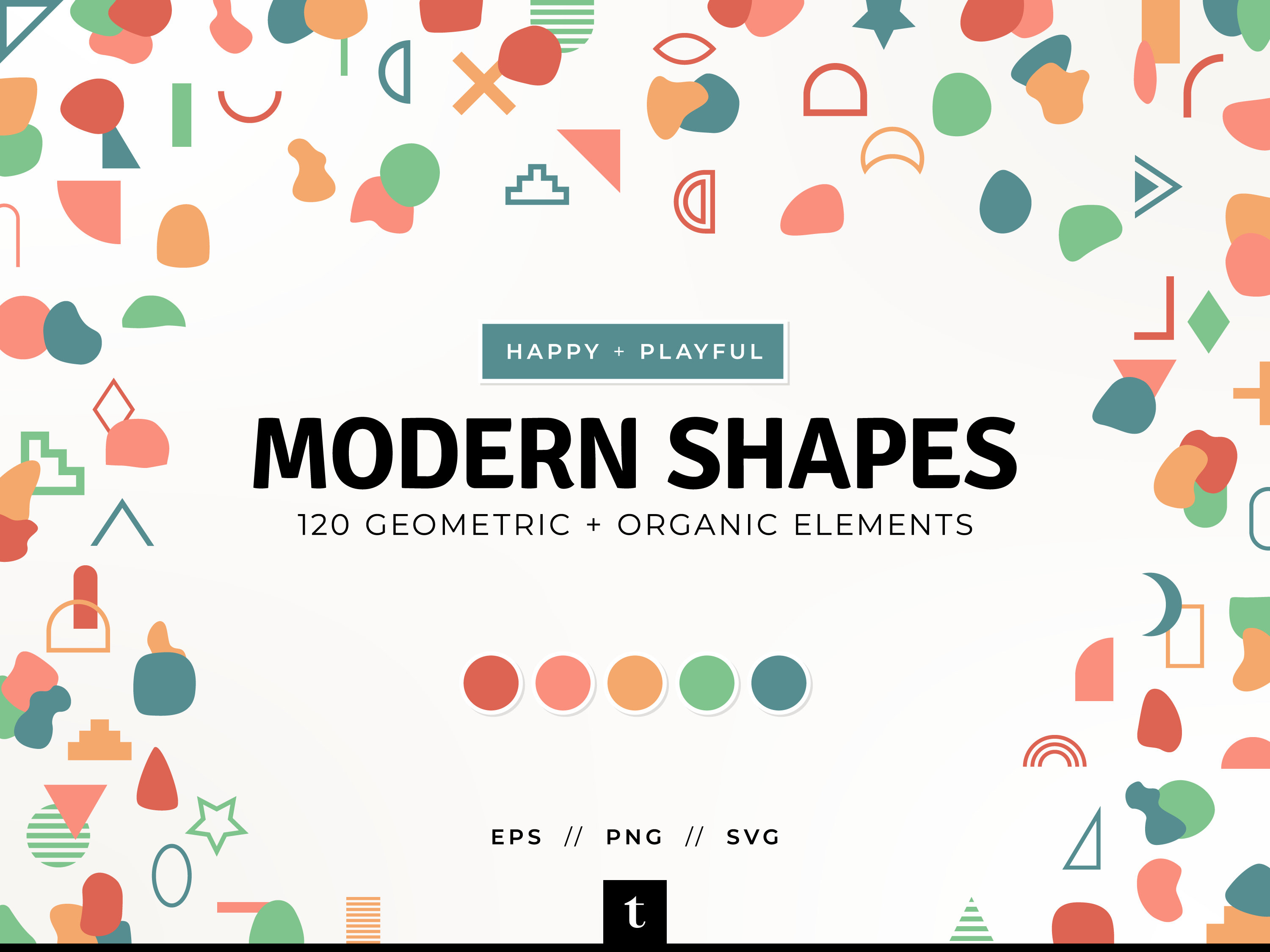 120 Geometric + Organic Shapes, Modern Shapes, Happy + Playful ...
