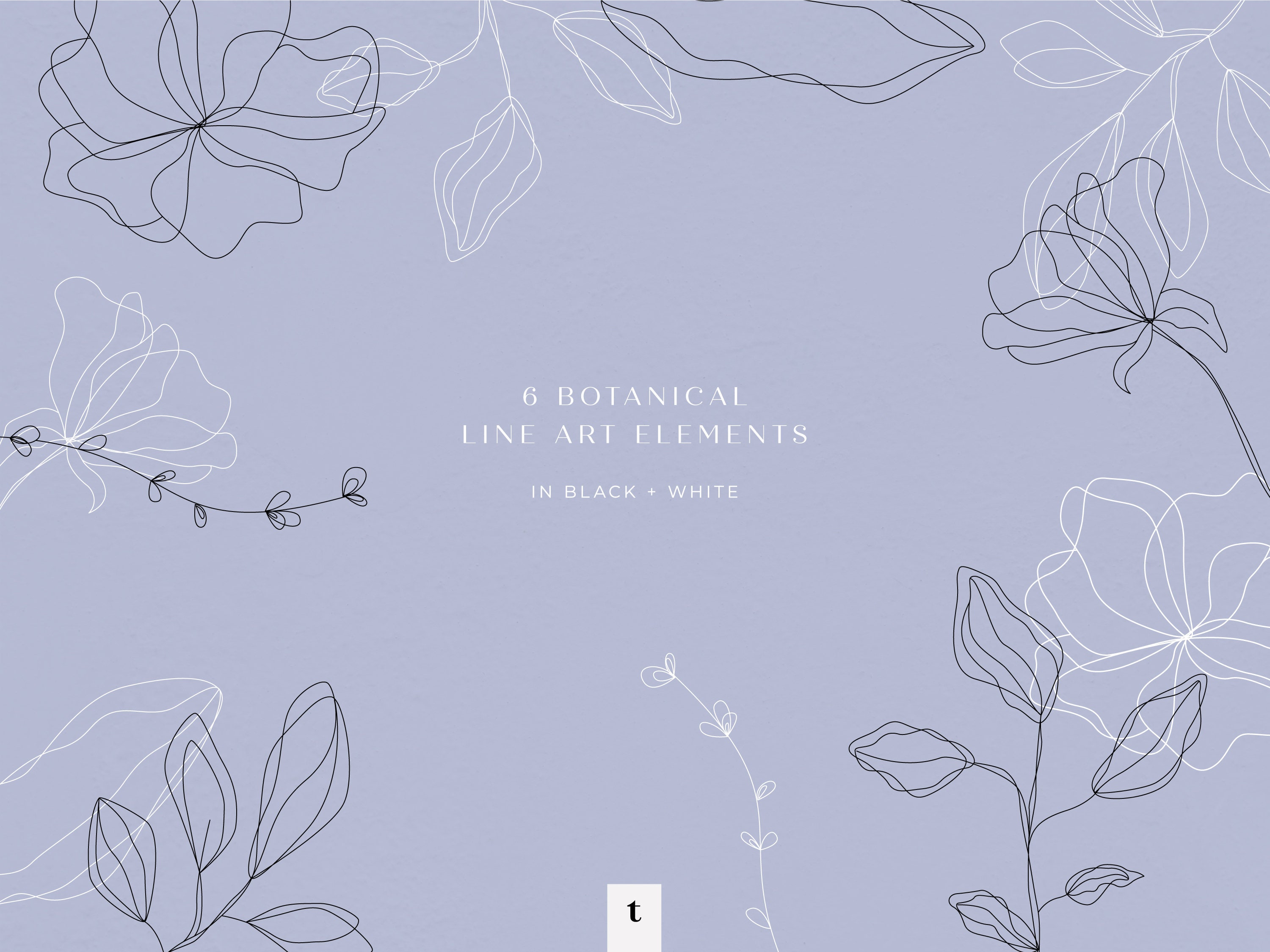 Line Art Botanicals, Collection No. 1, Hand Drawn Plants, Plant Clipart ...