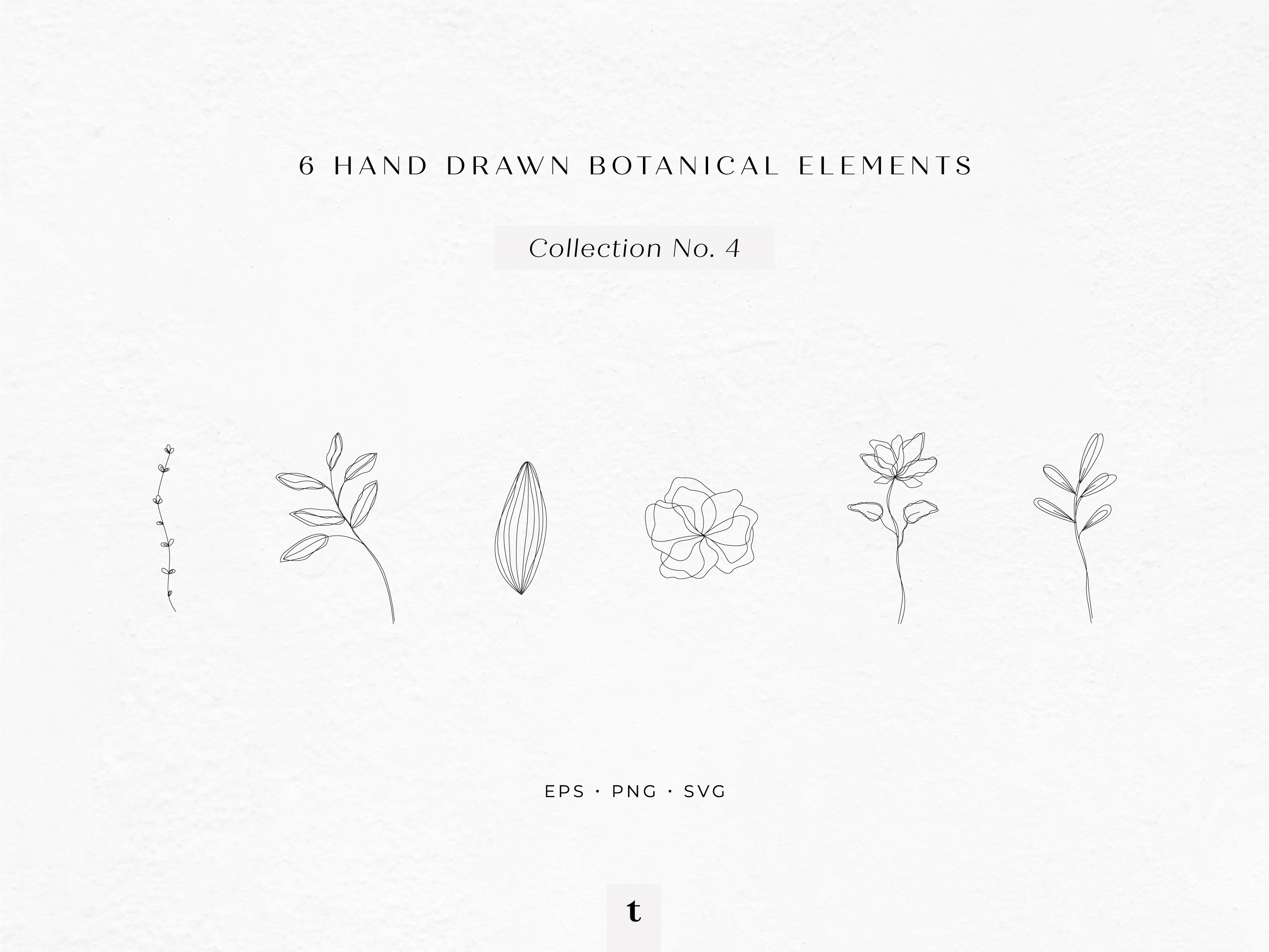 Line Art Botanicals, Collection No. 4, Hand Drawn Plants, Plant Clipart ...