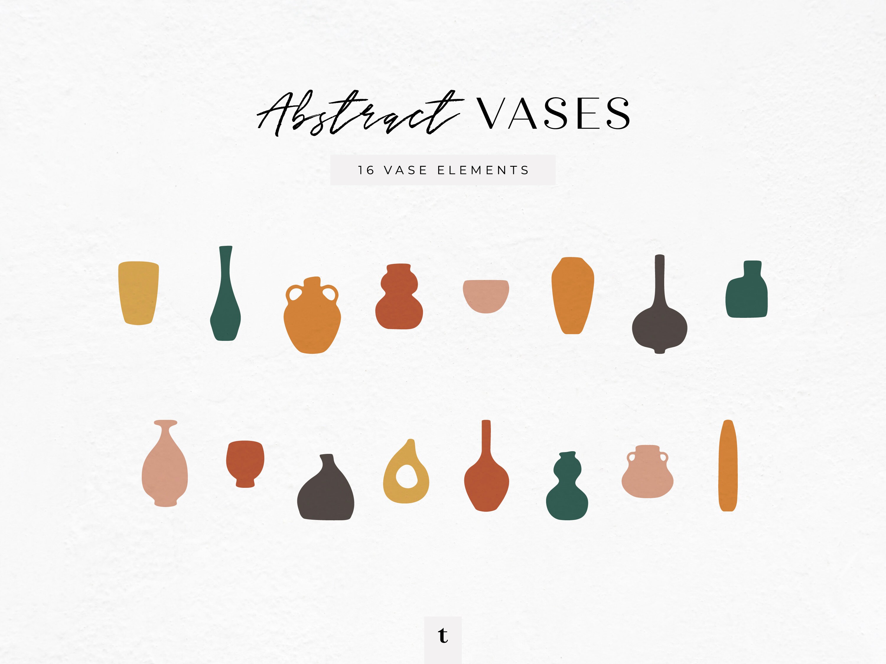 Abstract Elements Collection No. 2, Vases, Plants, Shapes, Line Art ...