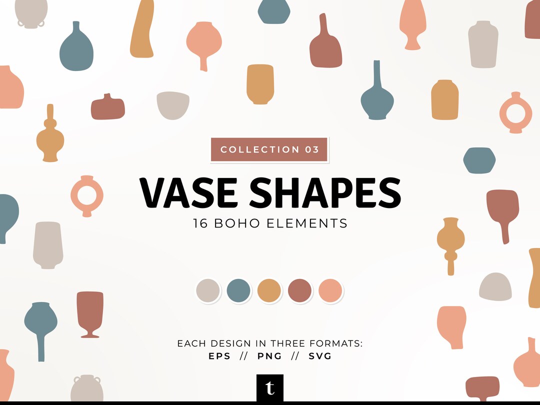 Vase Shapes, Vase Clipart, Vase SVG, Boho Vase Shapes, Vase Shape Cut ...