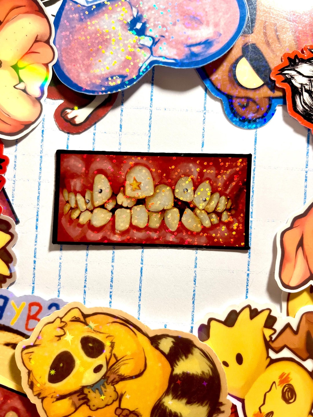 Holographic Vinyl Teeth Sticker - Etsy