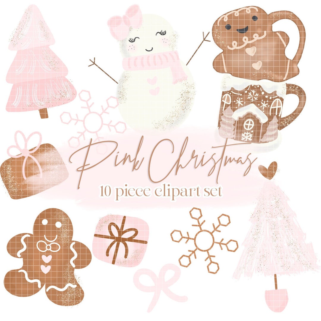 Pink Christmas Clipart Set - Etsy