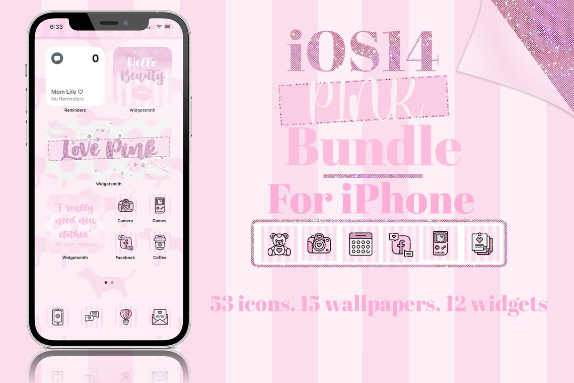 PINK Ios Bundle App Icons - Etsy