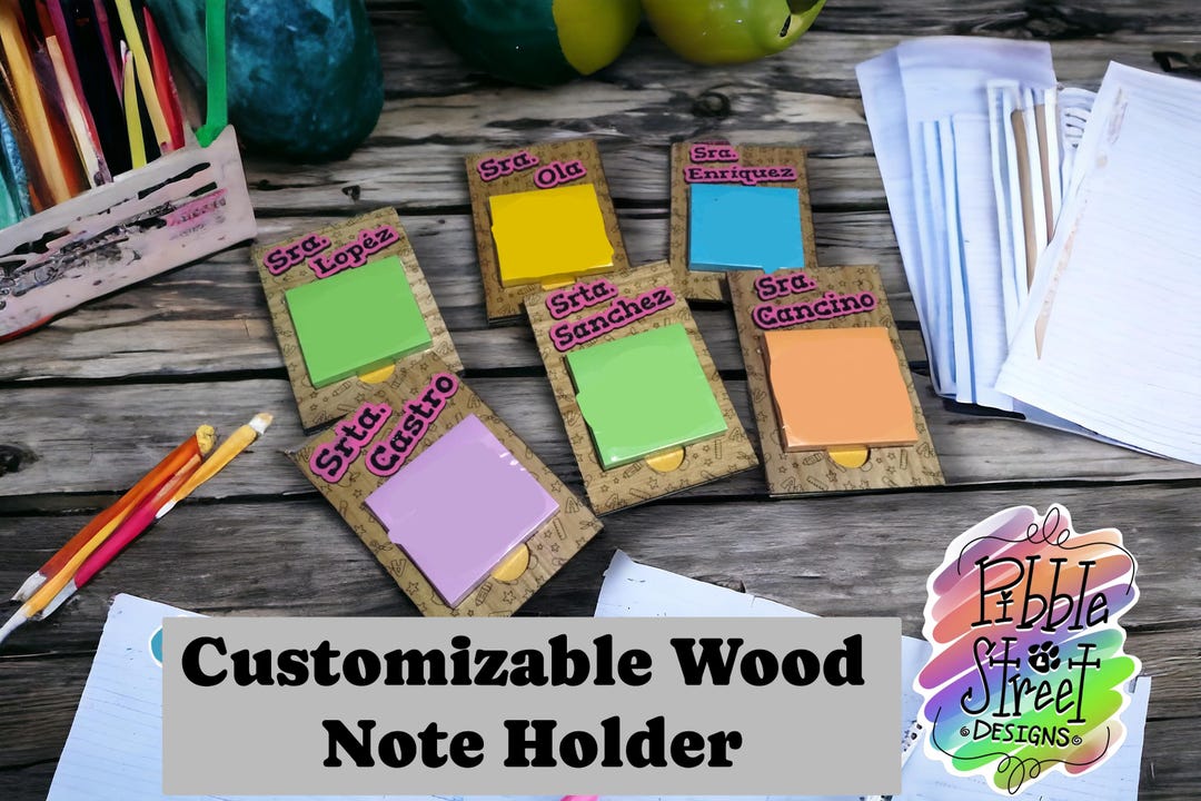 Personalized Note Holder - Teacher School Themed Wood Desk Accessory ...
