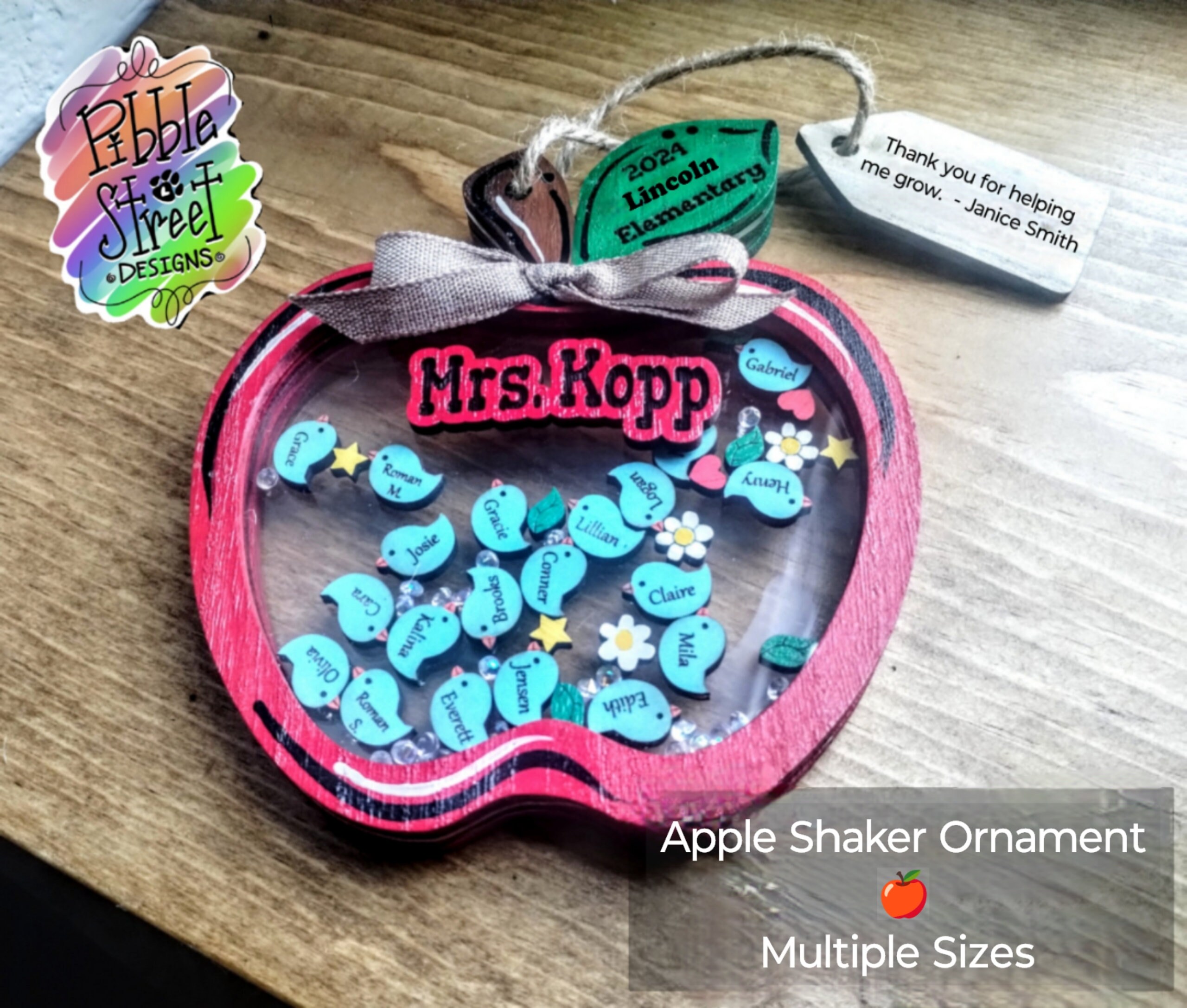 Personalized Teacher Apple Shaker Ornament Acrylic Oversized Ornament ...