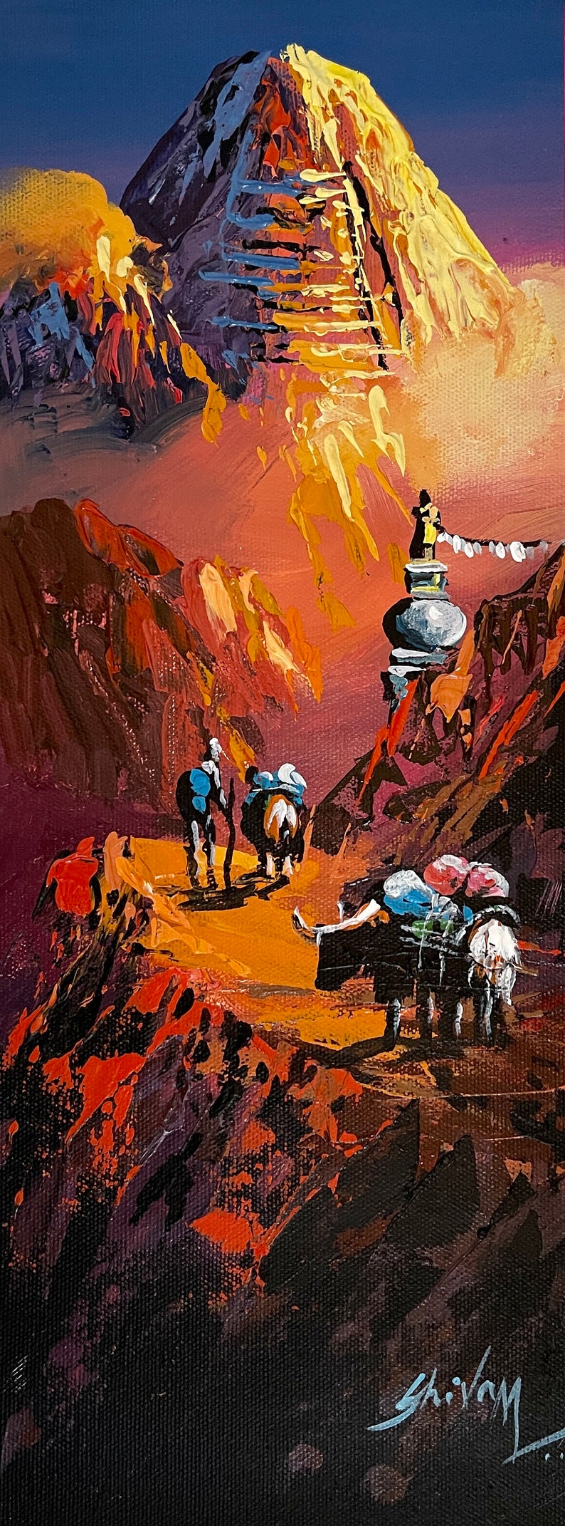 Mount Kailash Original Painting Nepal, Himalayas, Mountain, Acrylic ...