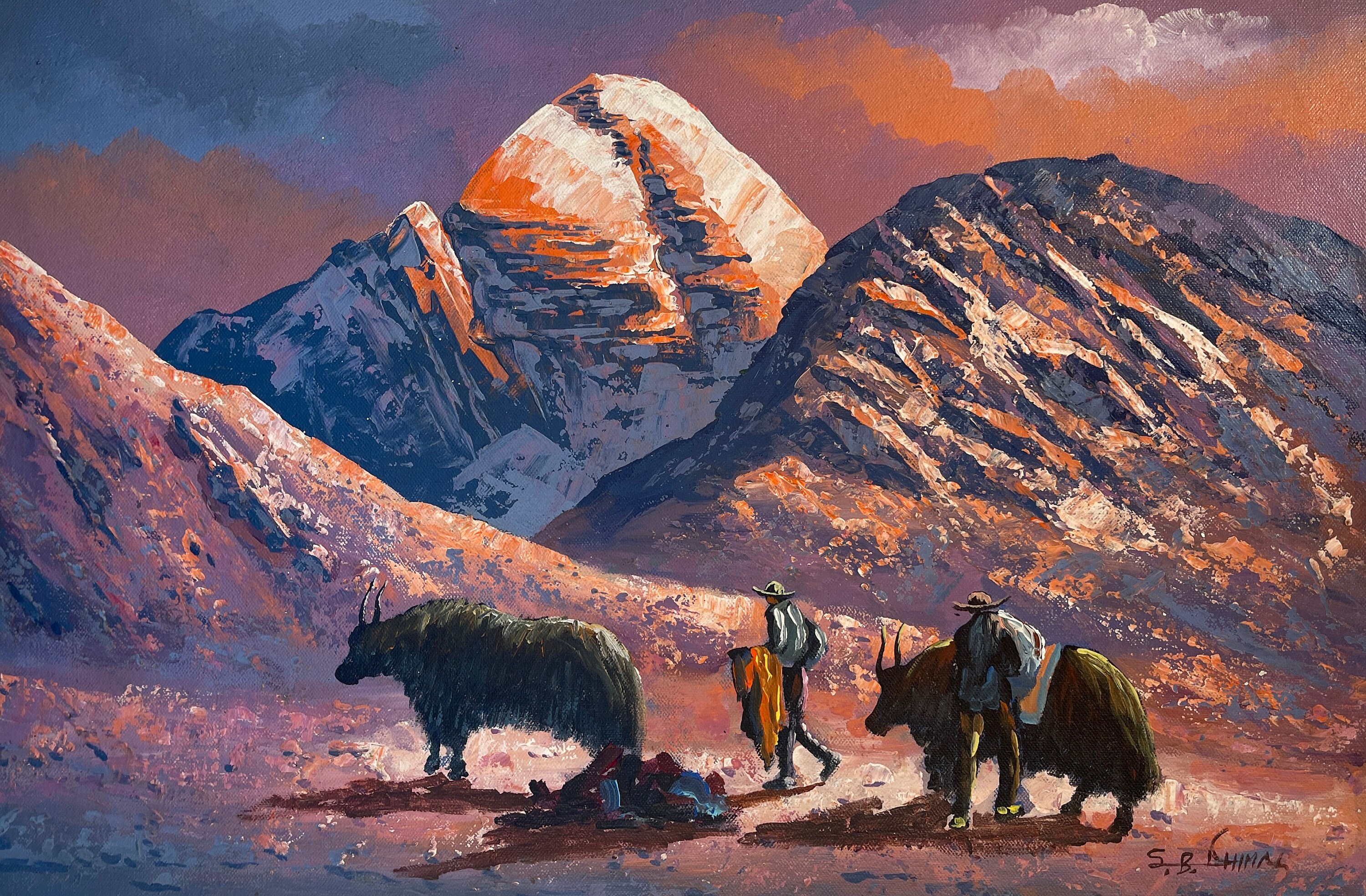Mount Kailash Himalayan Yaks Original Painting Acrylic - Etsy