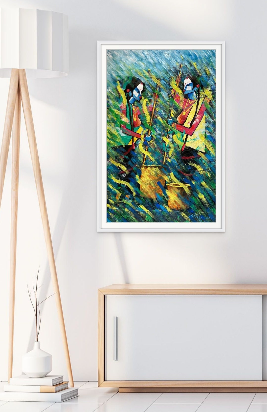 Nepali Cultural Dance Painting on Handmade Paper, Himalayan Culture ...