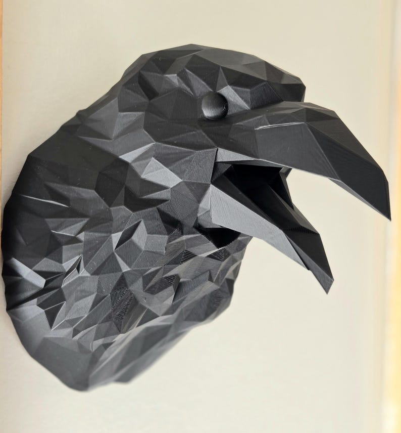 Low Poly Raven Wall Plaque | 3D Printed Gothic Decor | Nevermore ...