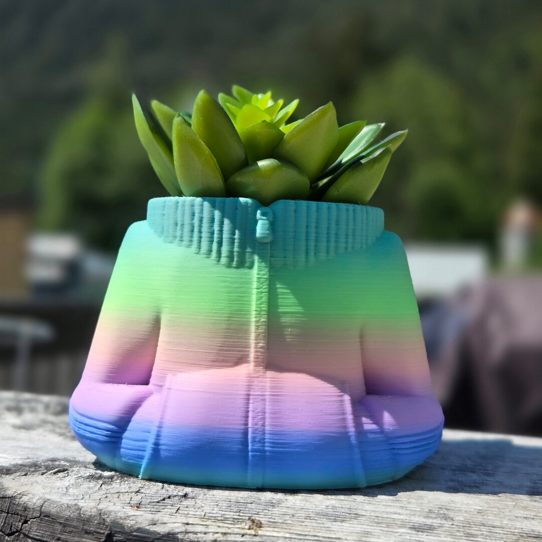 Matte Rainbow 3D Printed Sweater Planter With Zipper - Perfect Gift for ...