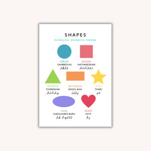 English to Dhivehi and Thaana (maldivian) Educational Posters ...