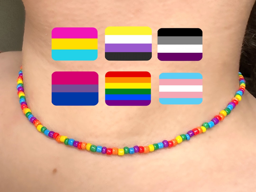 Rainbow Pride Necklace | Beaded Rainbow Flag Necklace | LGBTQ+ Necklace ...