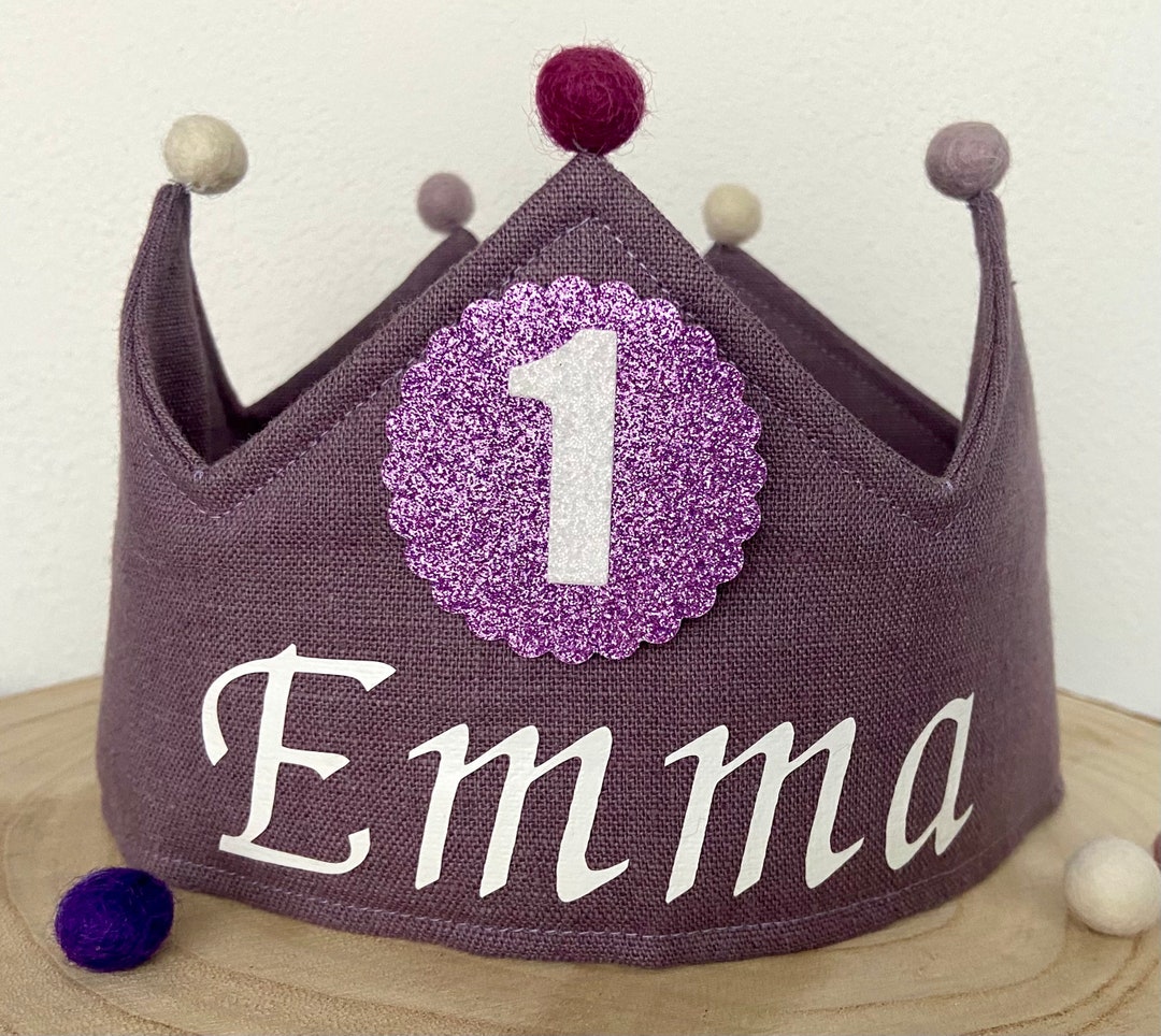 Birthday Crown Birthday Crown Numbers 1-10 Gold Glitter Purple Linen ...