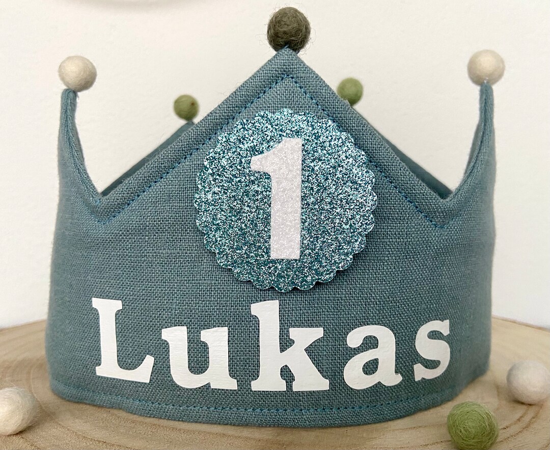 Birthday Crown Birthday Crown Numbers 1-10 Gold Glitter Blue Linen ...