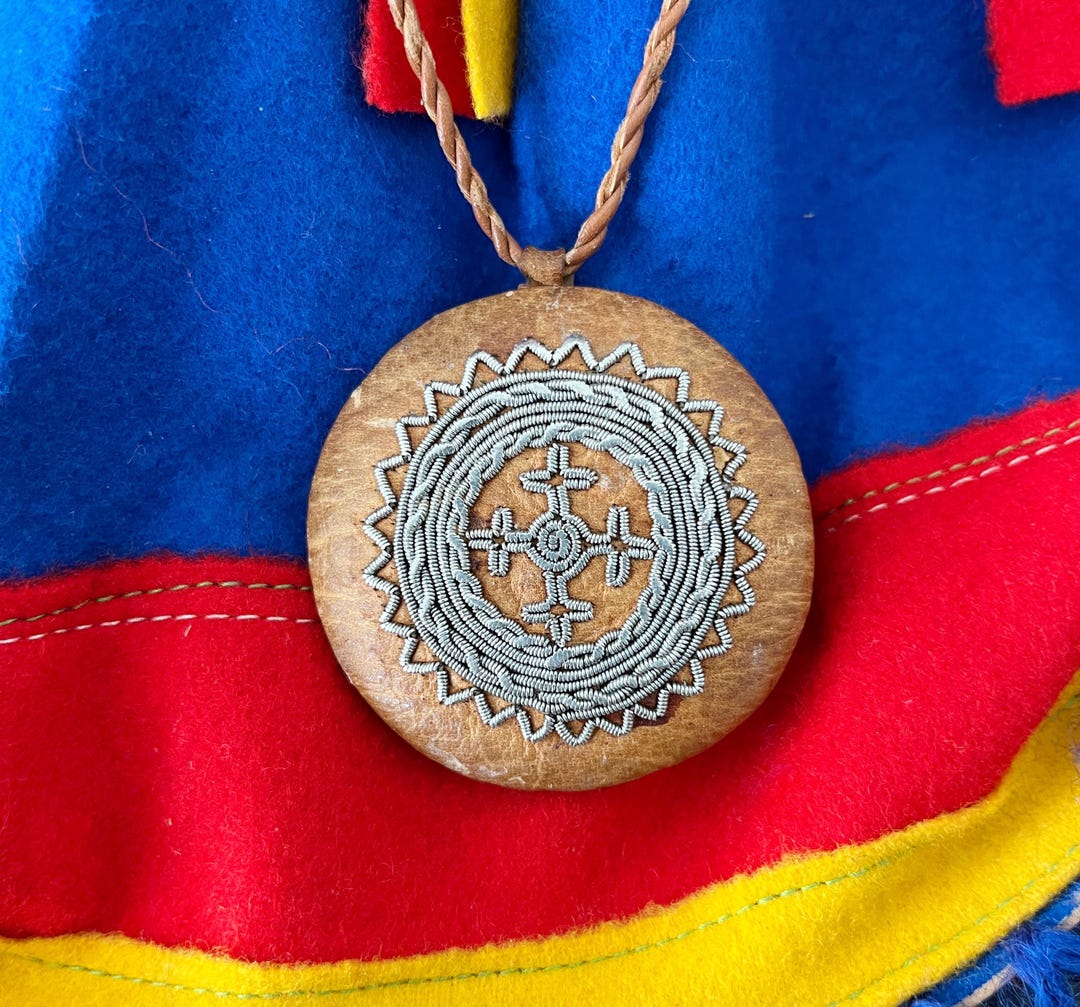 A Beautiful Handmade Sami Pendant in Leather and Pewter. 1970s. - Etsy