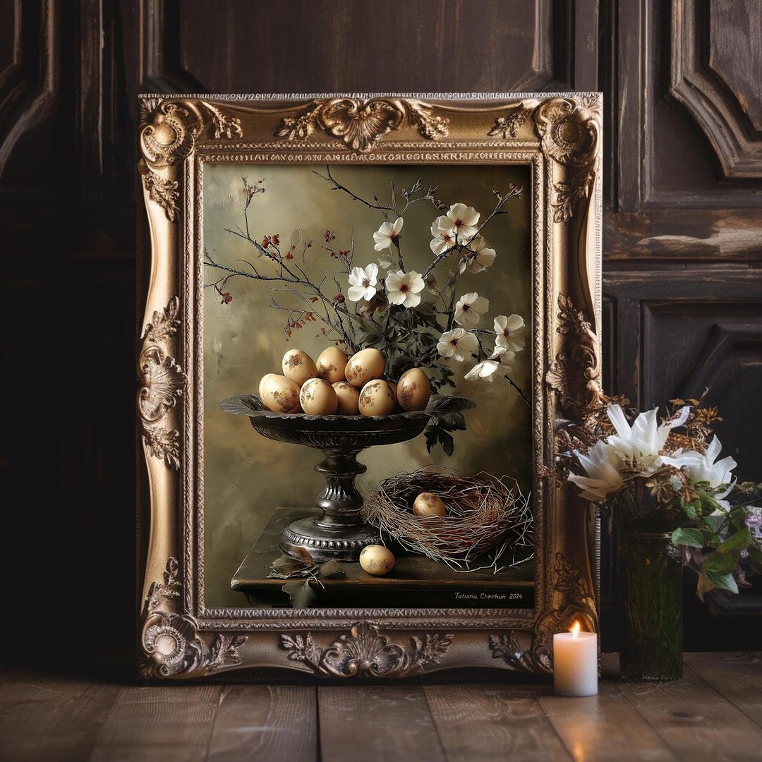 Tableau de Pâques vintage aux tons sombres Décoration d'intérieur avec ...