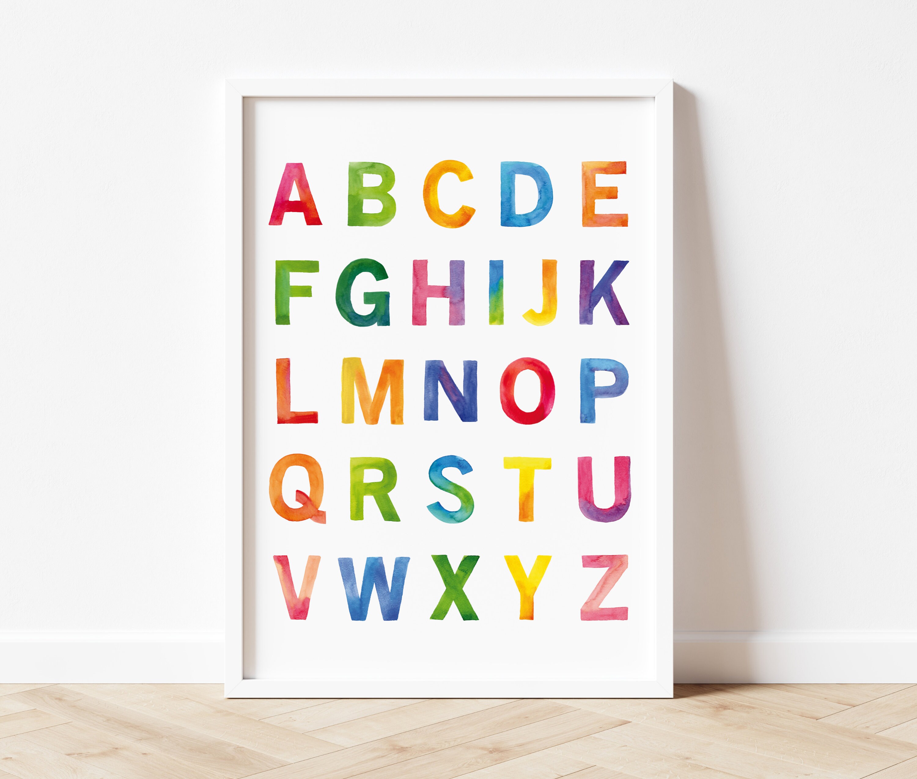 Rainbow Watercolor Alphabet Poster ABC Chart Homeschool Room - Etsy