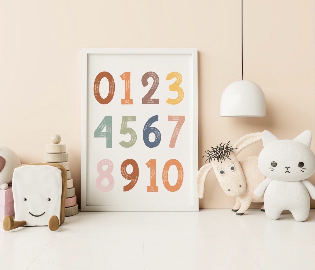 Neutral Boho Numbers Poster, 123 Poster, Homeschool Wall Art, Preschool ...