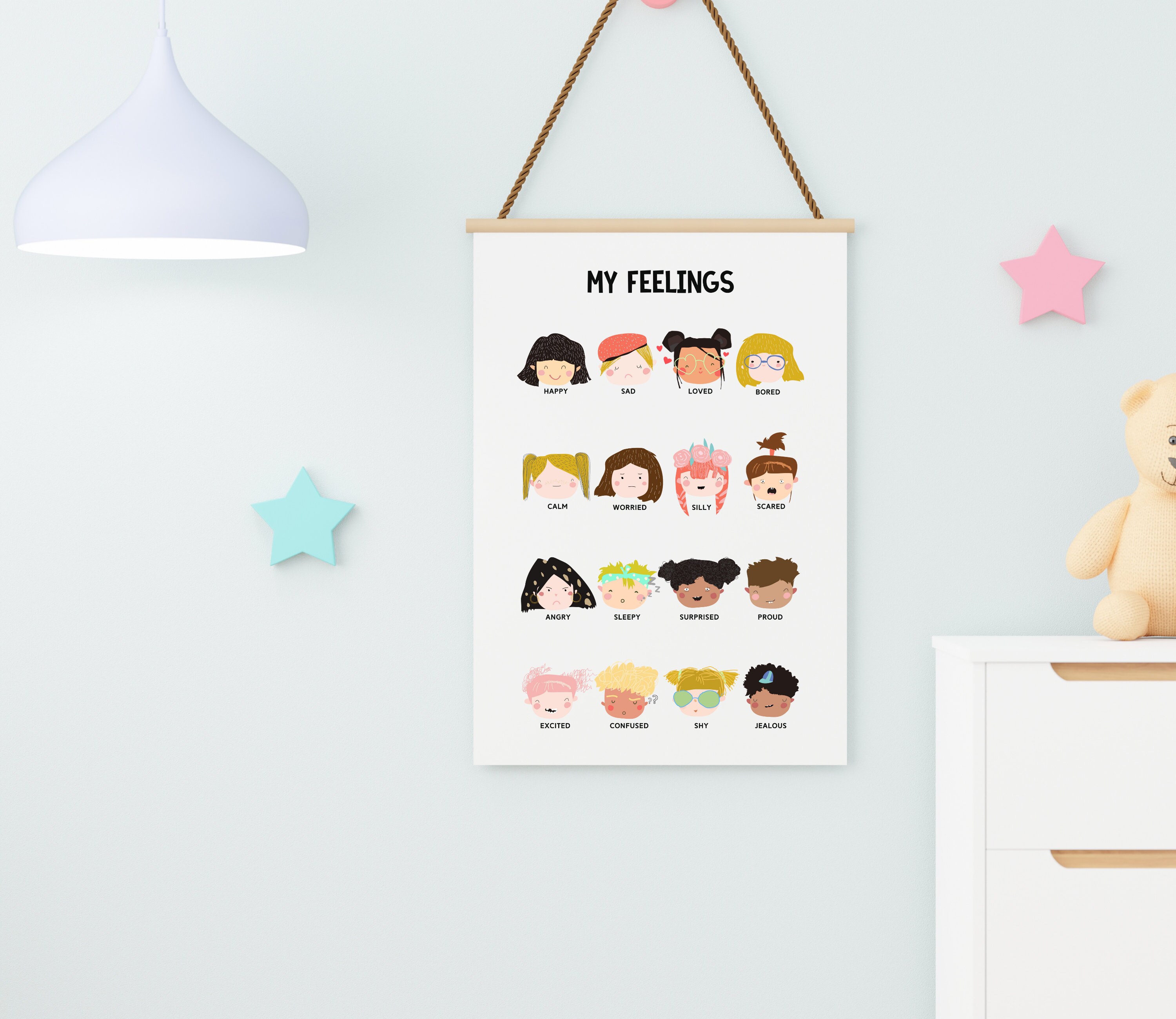 Emotions and Feelings Chart Digital Download Classroom Decor | Etsy