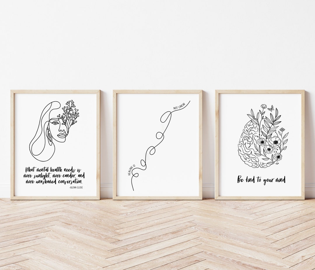 Mental Health Poster Set, Mental Health Print, Psychologist Art ...