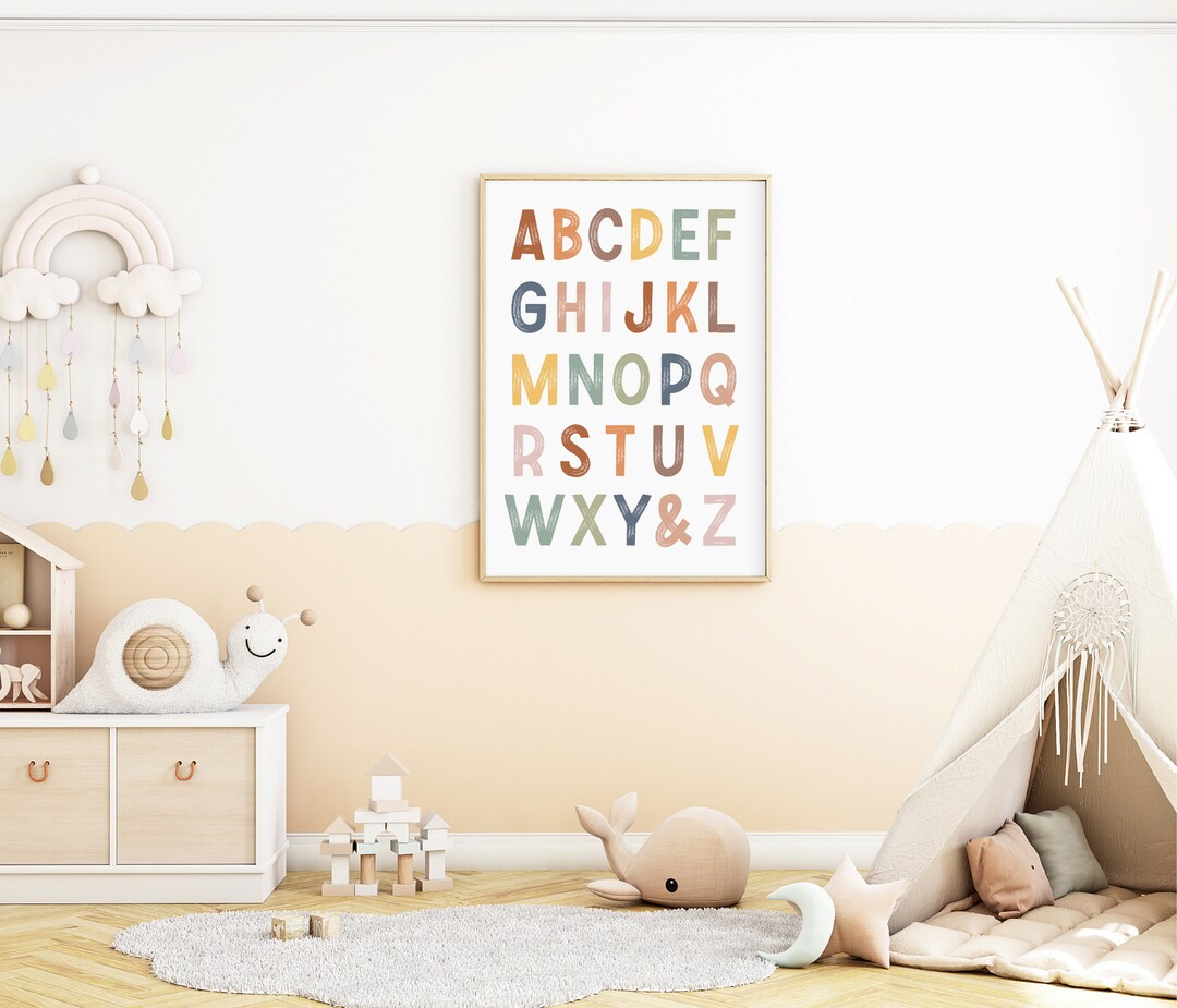 Neutral Boho Alphabet Poster ABC Poster Homeschool Room - Etsy