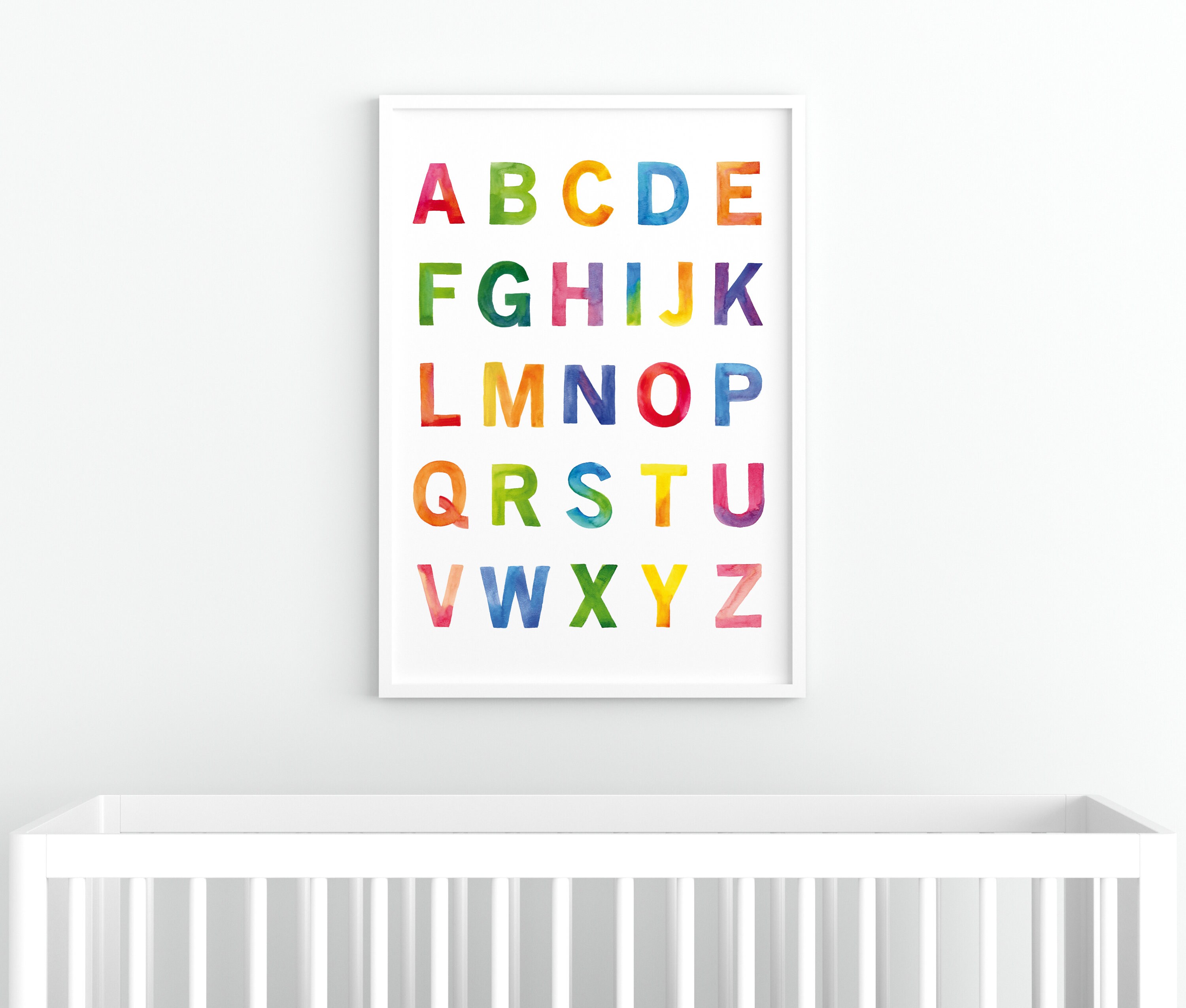 Rainbow Watercolor Alphabet Poster ABC Chart Homeschool Room - Etsy