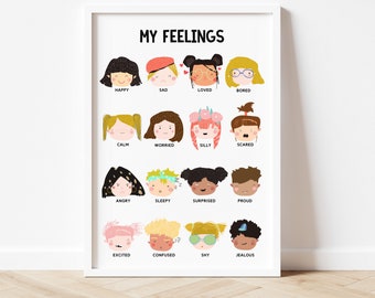 Feelings Poster Emotions Chart Classroom Decor Montessori - Etsy