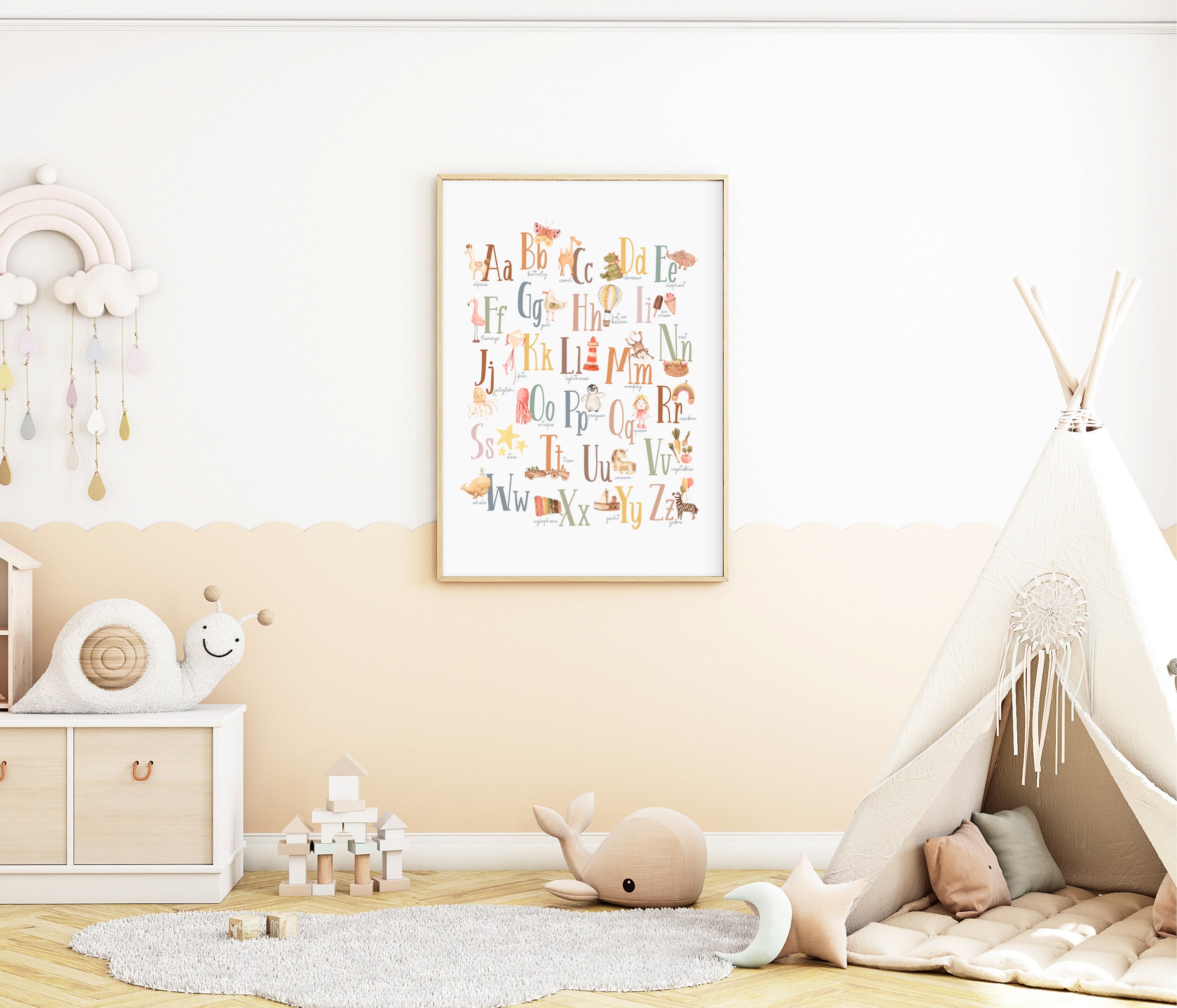 Boho Alphabet Printable Poster, ABC Wall Art, Homeschool Decor, Toddler ...