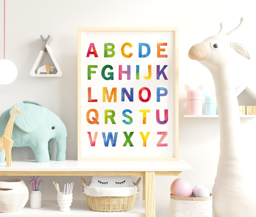 Rainbow Watercolor Alphabet Poster ABC Chart Homeschool Room - Etsy