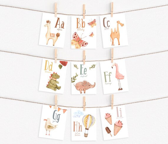 ABC Printable Flashcards Boho Upper & Lowercase Alphabet | Etsy