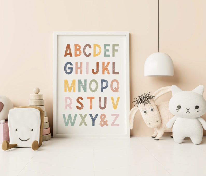Neutral Boho Alphabet Poster ABC Poster Homeschool Room - Etsy