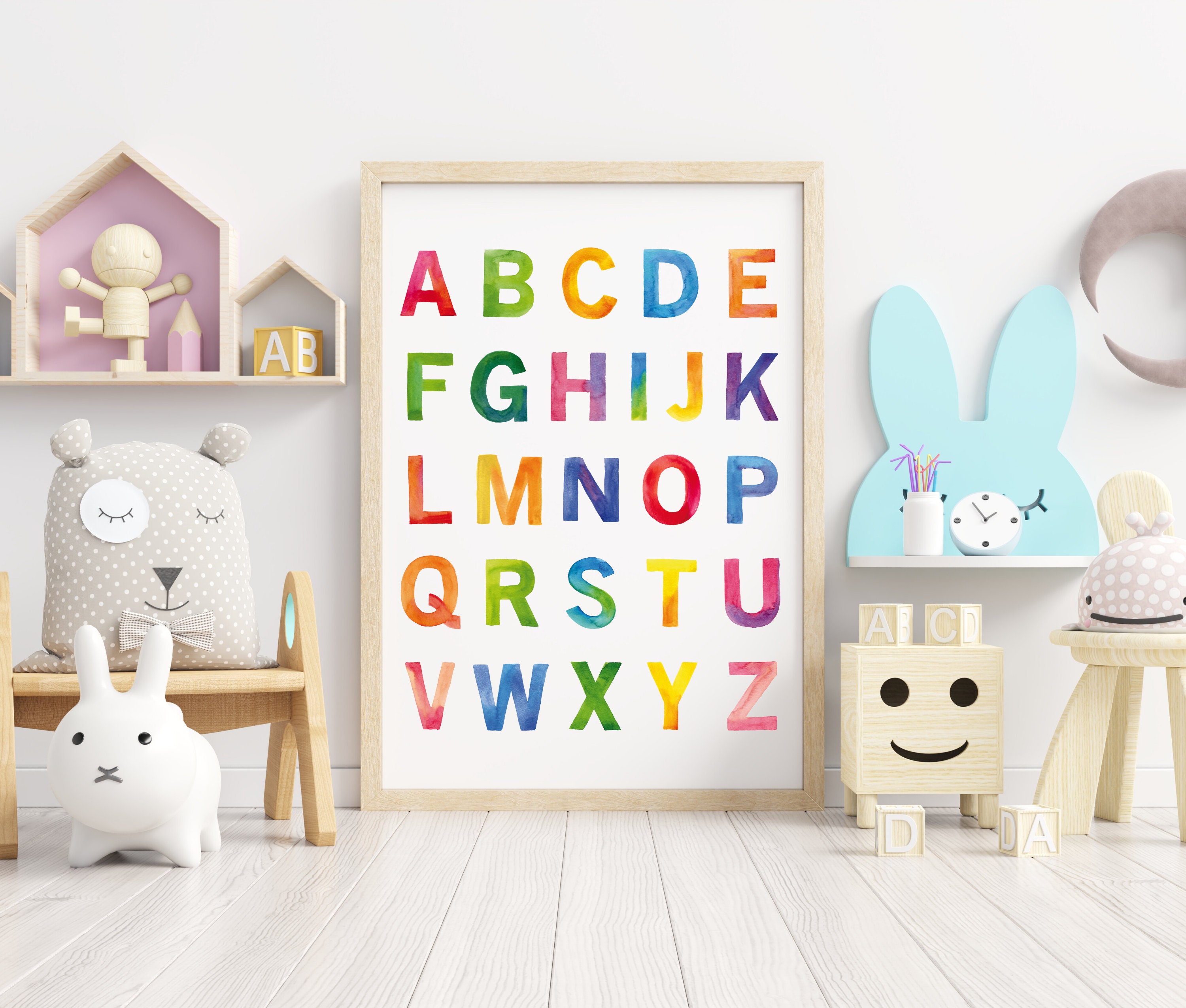 Rainbow Watercolor Alphabet Poster ABC Chart Homeschool Room - Etsy