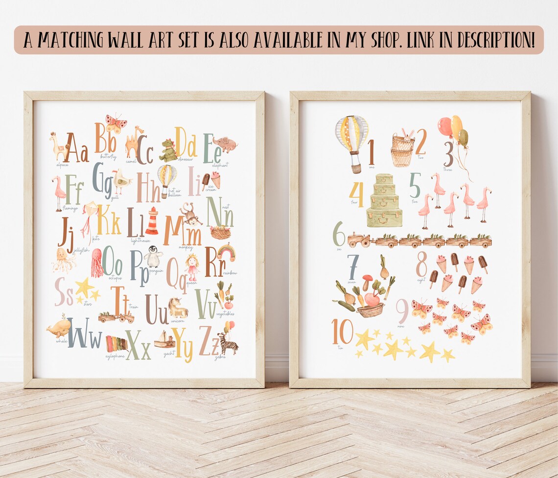 ABC Printable Flashcards, Boho Upper & Lowercase Alphabet Flashcards ...