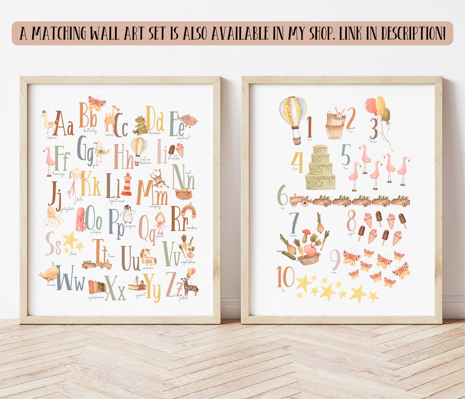 ABC Printable Flashcards, Boho Upper & Lowercase Alphabet Flashcards ...