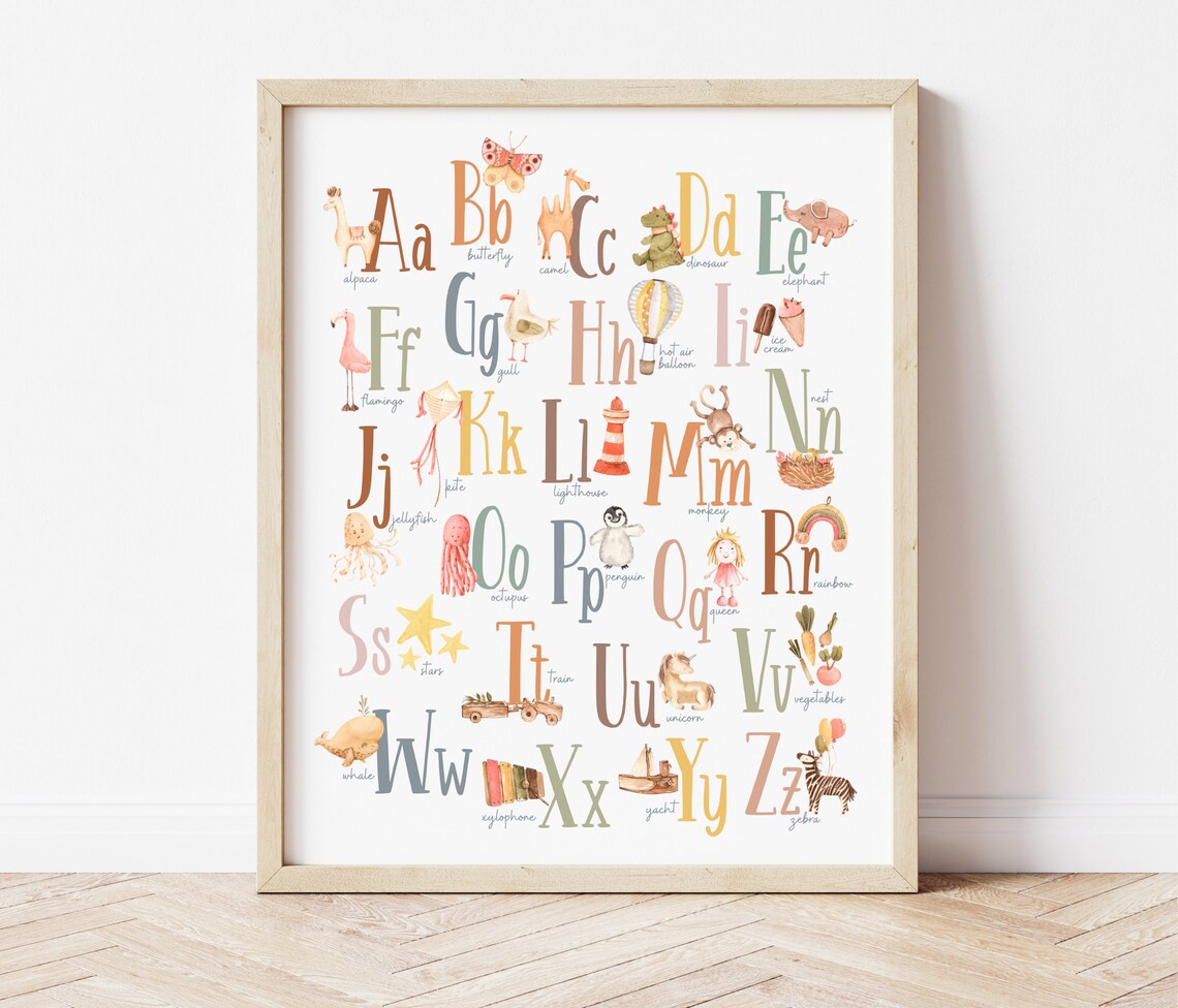 Boho Alphabet Printable Poster ABC Wall Art Homeschool - Etsy Canada