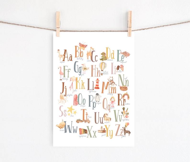 Boho Alphabet Printable Poster, ABC Wall Art, Homeschool Decor, Toddler ...