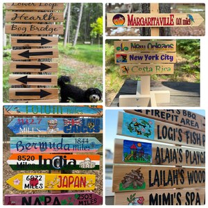 Custom Directional Mileage Signs | Hand Painted Cedar or Pine Yard ...