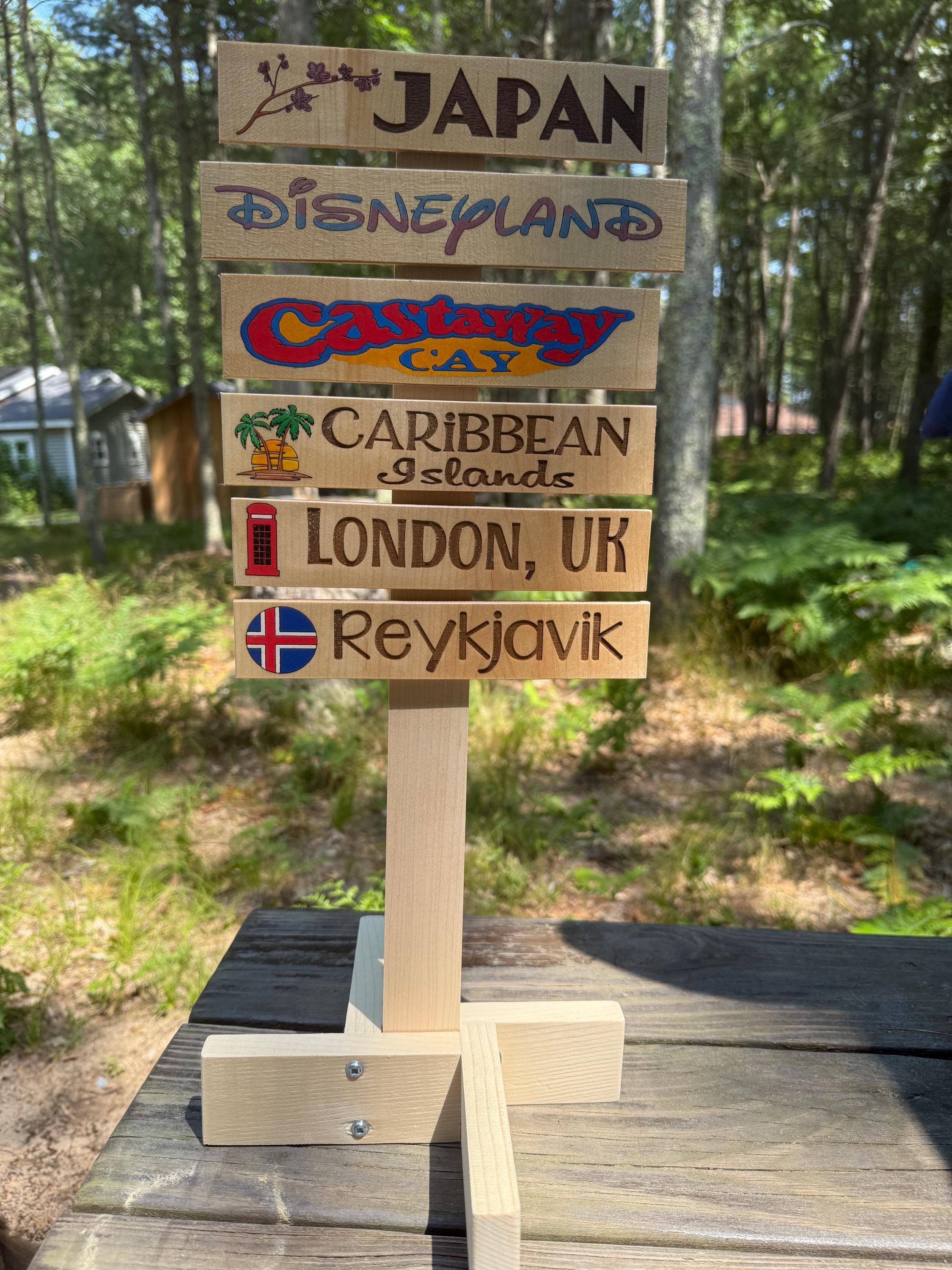 Mini Directional Mileage Signage – Maple Wood Wedding, Event, Desk, or ...