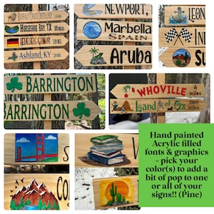 Custom Directional Mileage Signs | Hand Painted Cedar or Pine Yard ...