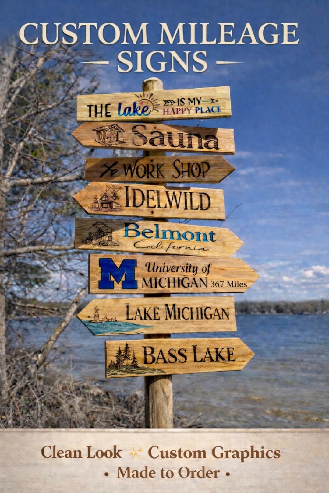 Custom Directional Mileage Signs | Hand Painted Cedar or Pine Yard ...