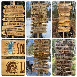 Custom Directional Mileage Signs | Hand Painted Cedar or Pine Yard ...