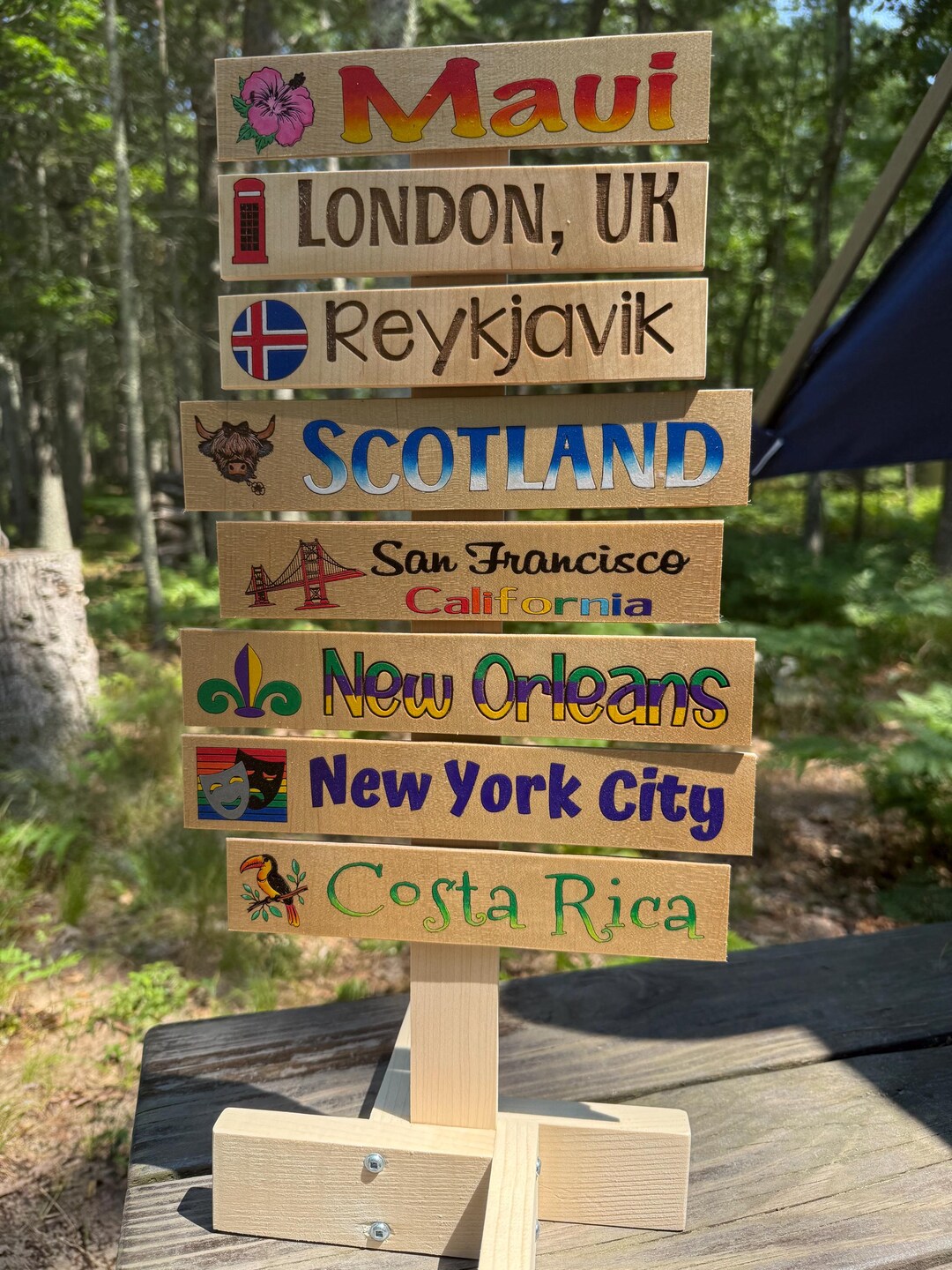 Mini Directional Mileage Signs – Maple Wood | Wedding Table, Desk, or ...