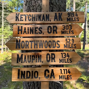Custom Directional Mileage Signs | Hand Painted Cedar or Pine Yard ...