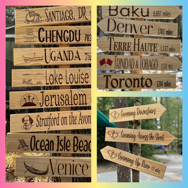 Mileage Sign Post - Etsy