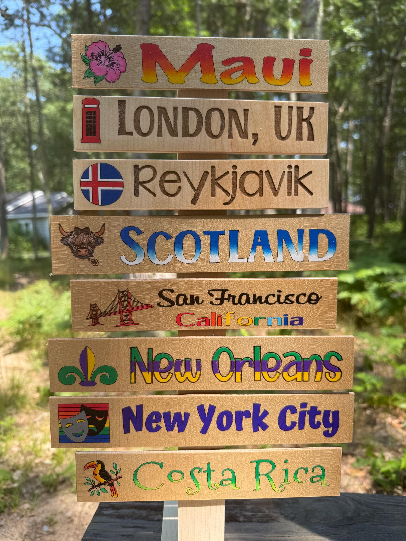 Mini Directional Mileage Signs – Maple Wood | Wedding Table, Desk, or ...