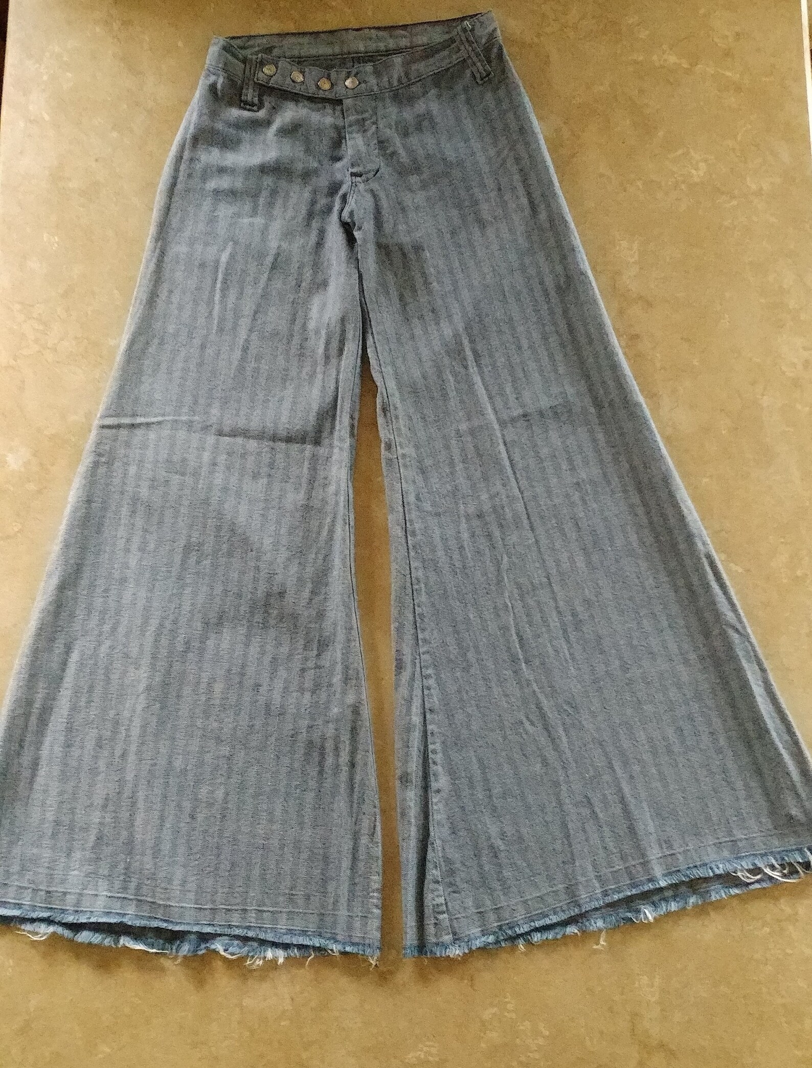 Vintage 1970s Bell Bottom Hip Hugger Jeans Muted Stripe Etsy