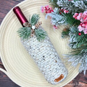 Vineyard Crochet Wine Bottle Cozy Pattern. Bottle Holder, Bottle Tote ...