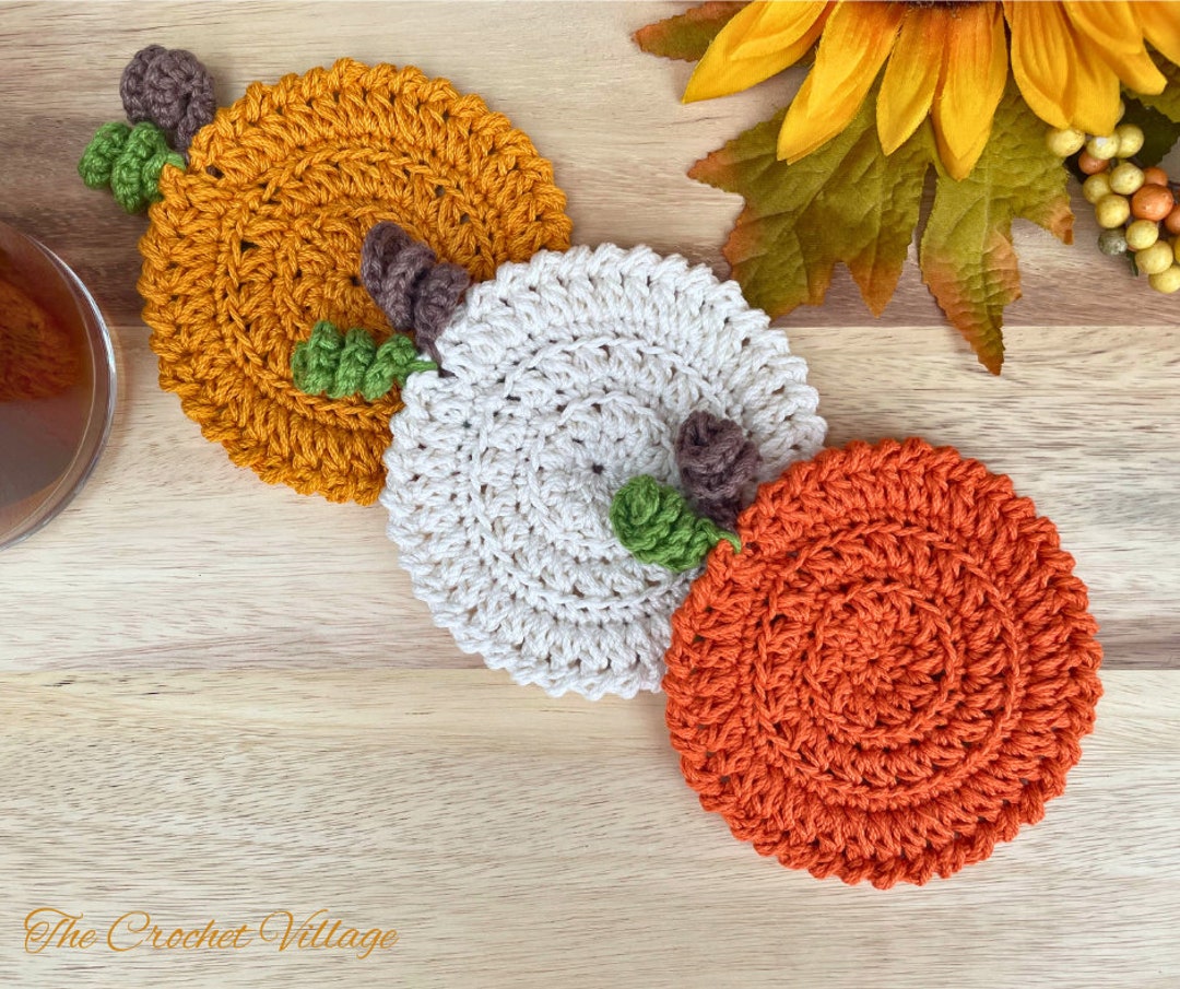 Pumpkin Patch Coasters Crochet Pattern, Fall Crochet Decor, Textured ...